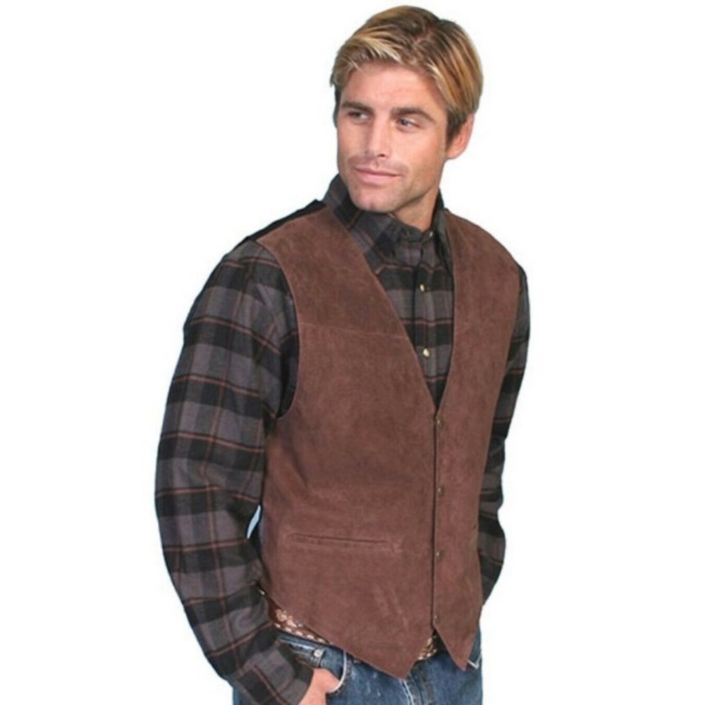 Mens Scully Brown Suede Leather Vest - Gem